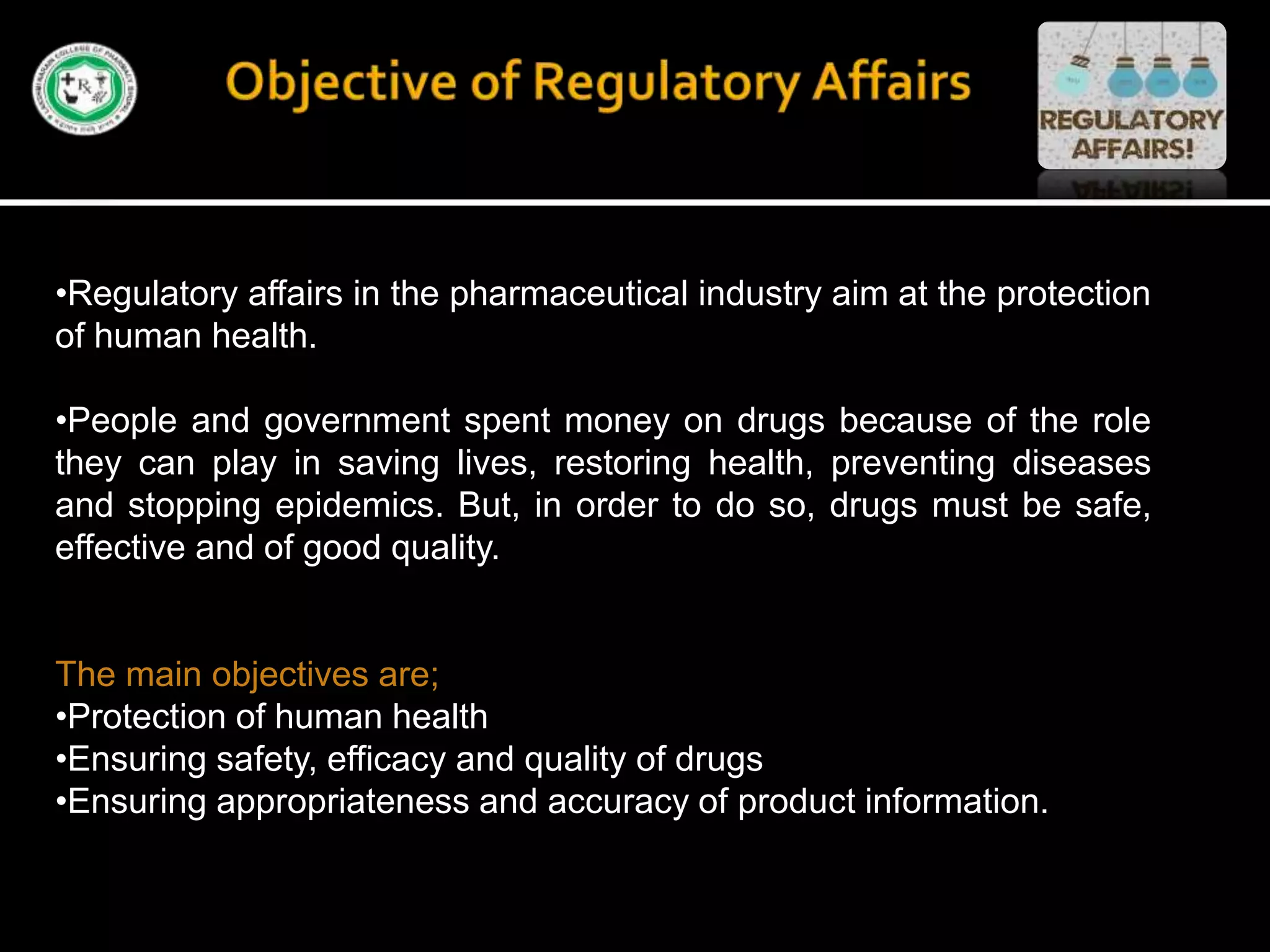 Regulatory affairs in Pharmaceutical Industry | PPTX