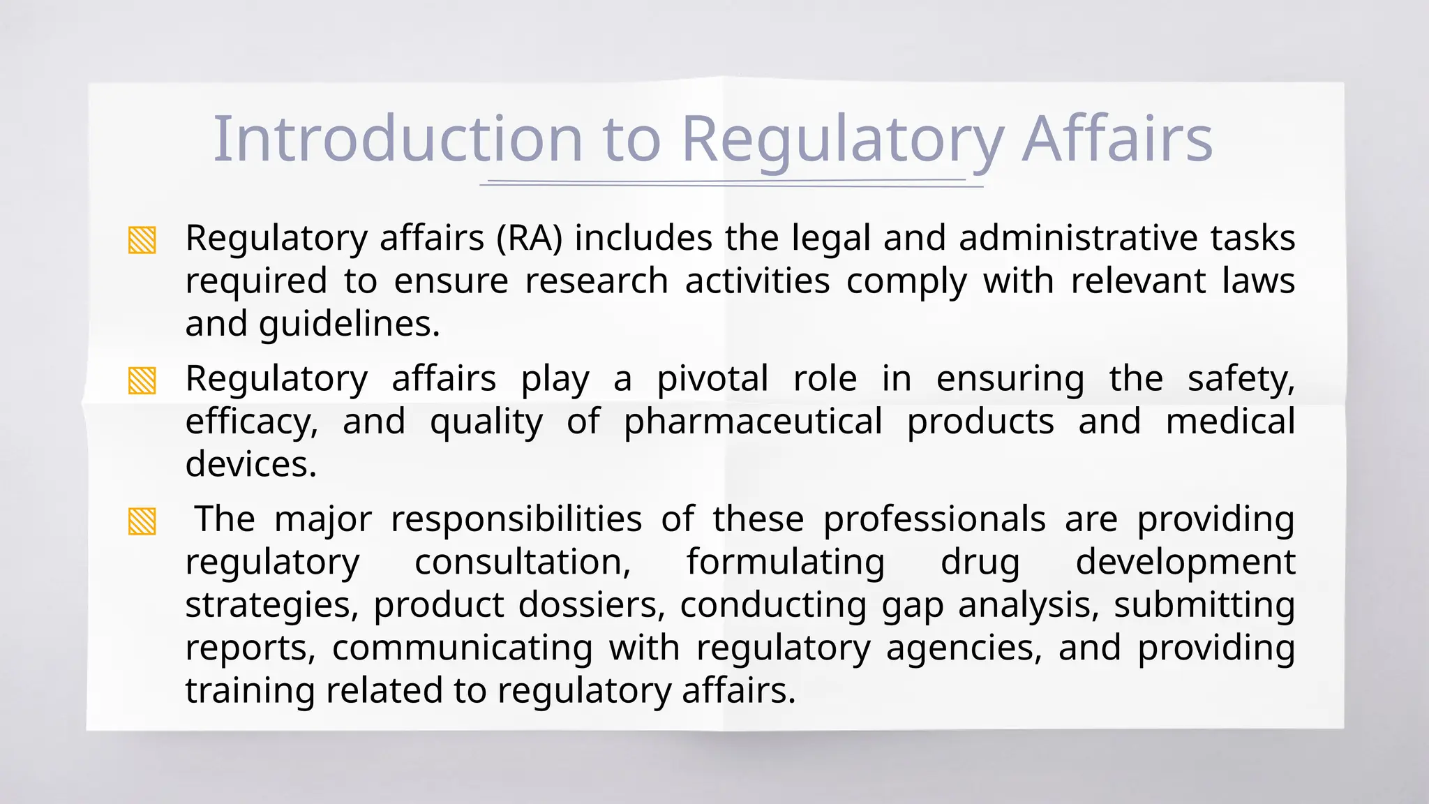 Role of Regulatory Affairs in Clinical Research | PPTX