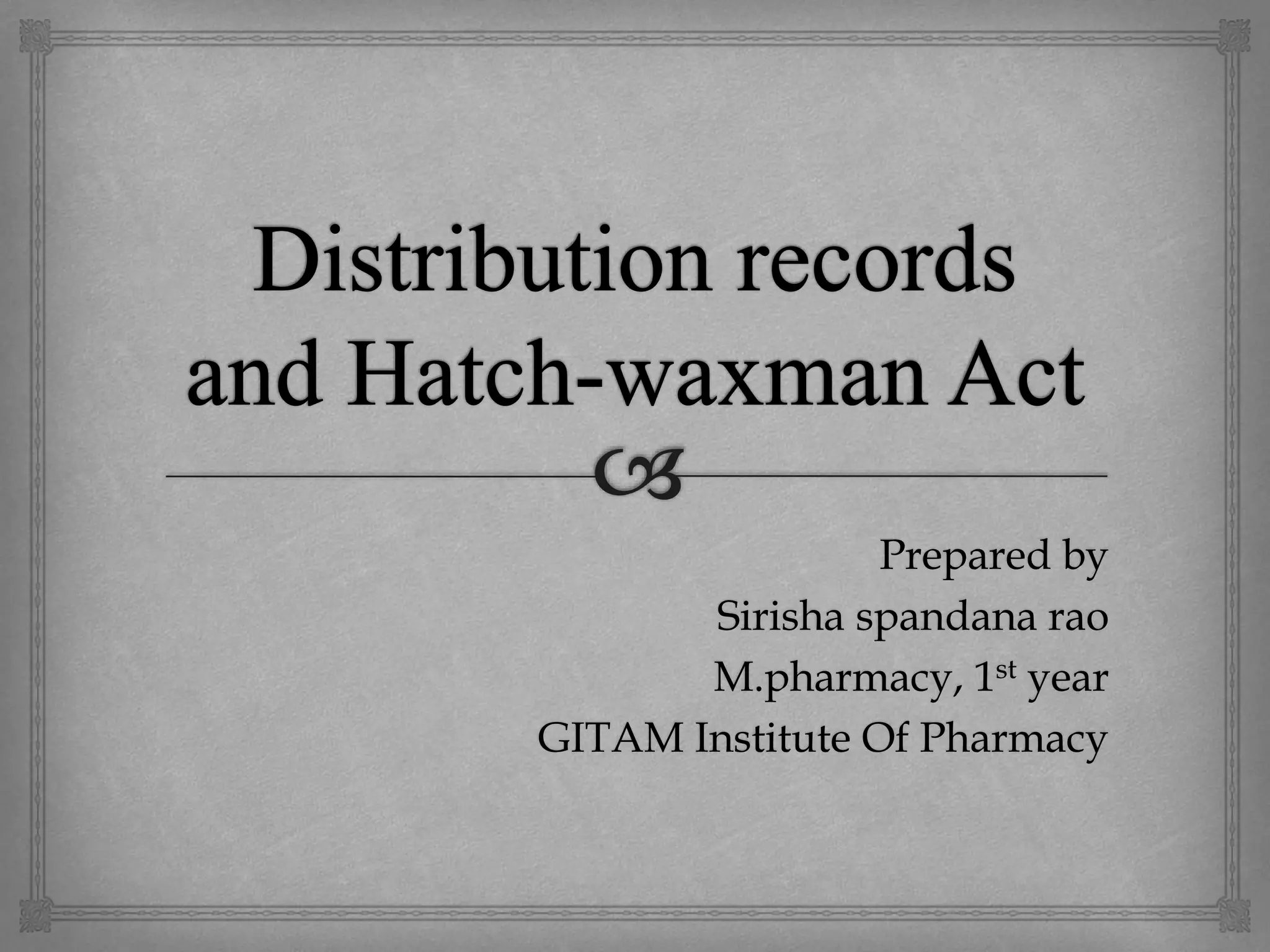 Drug Regulatory Affairs, PPT by Sirisha Spandana rao | PPTX