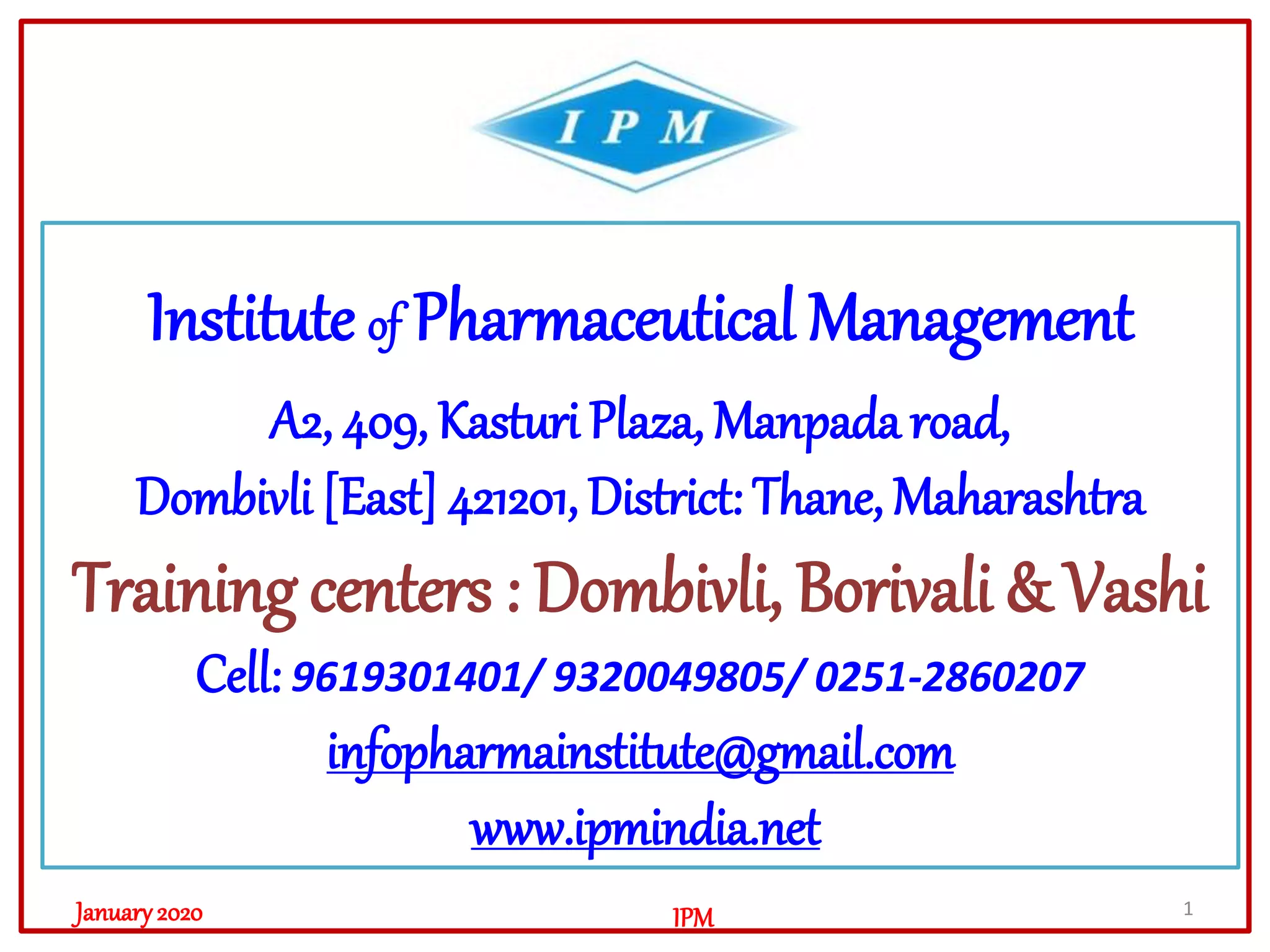 Regulatory Affairs Courses - IPM | PPTX
