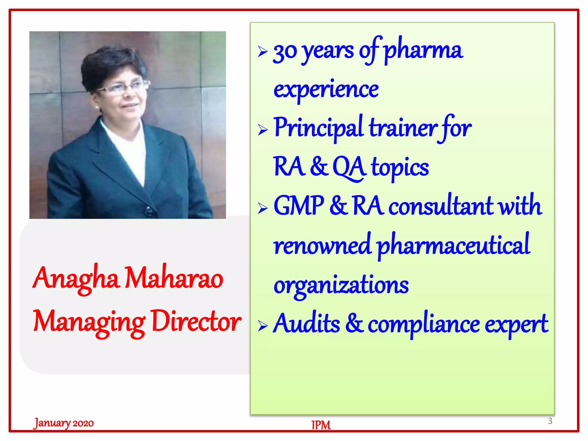 Regulatory Affairs Courses - IPM | PPTX