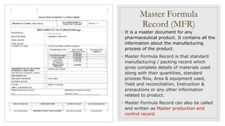 documentation in pharmaceutical industry and generic product ...