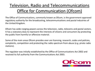 Regulatory and professional bodies within the creative media sector | PPTX