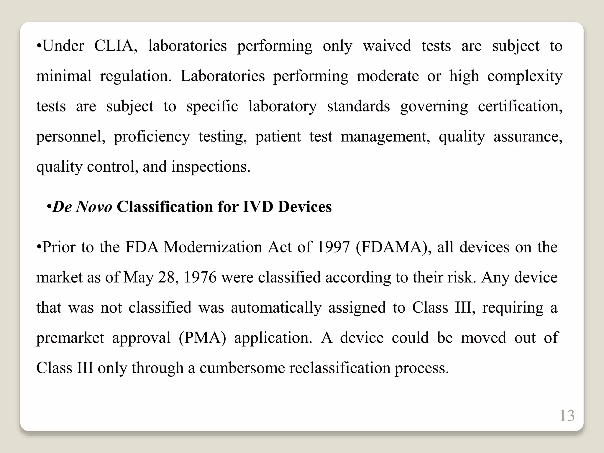 Regulatory approval process for invitro diagnostics in us | PPTX