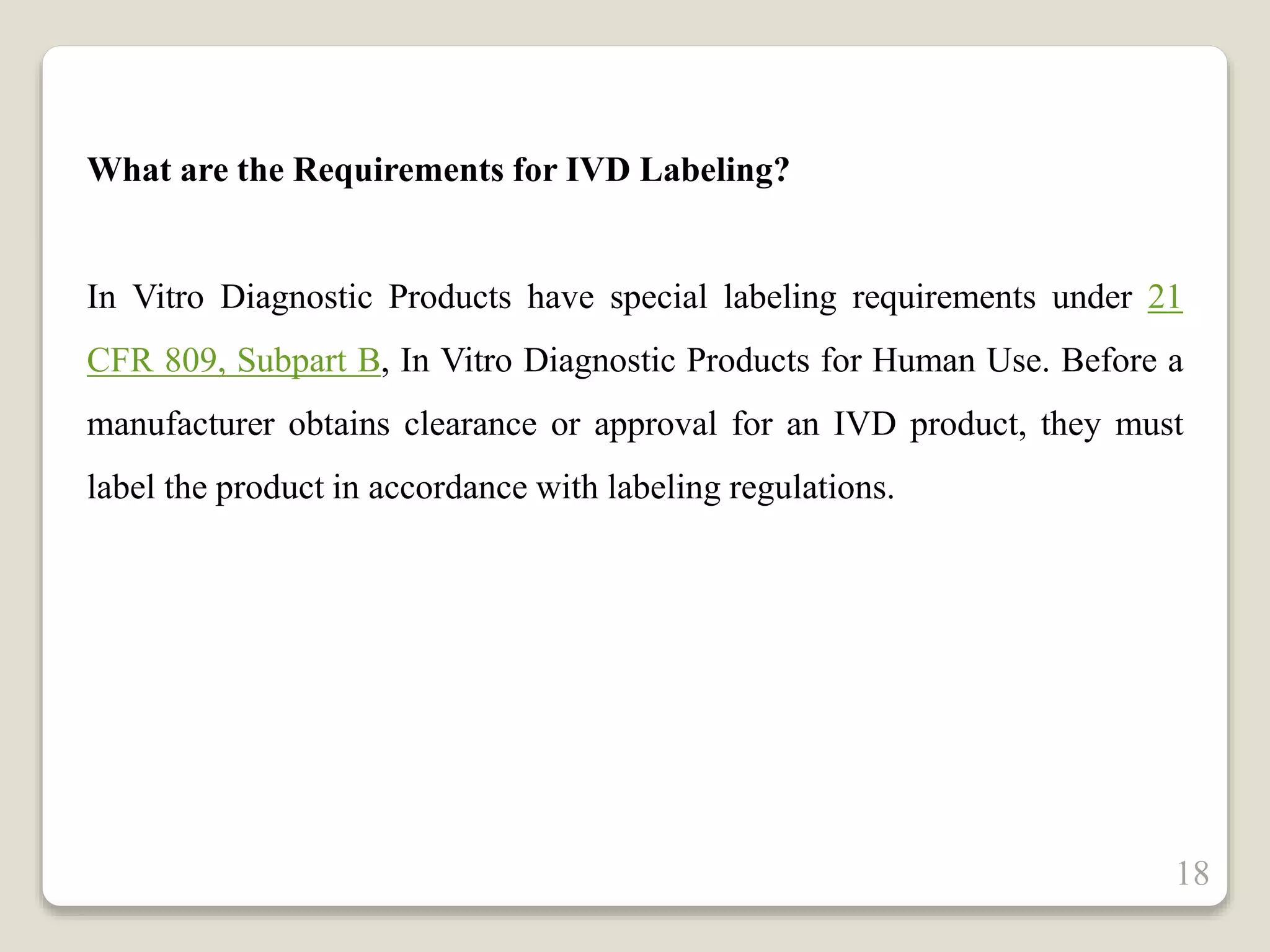 Regulatory approval process for invitro diagnostics in us | PPTX