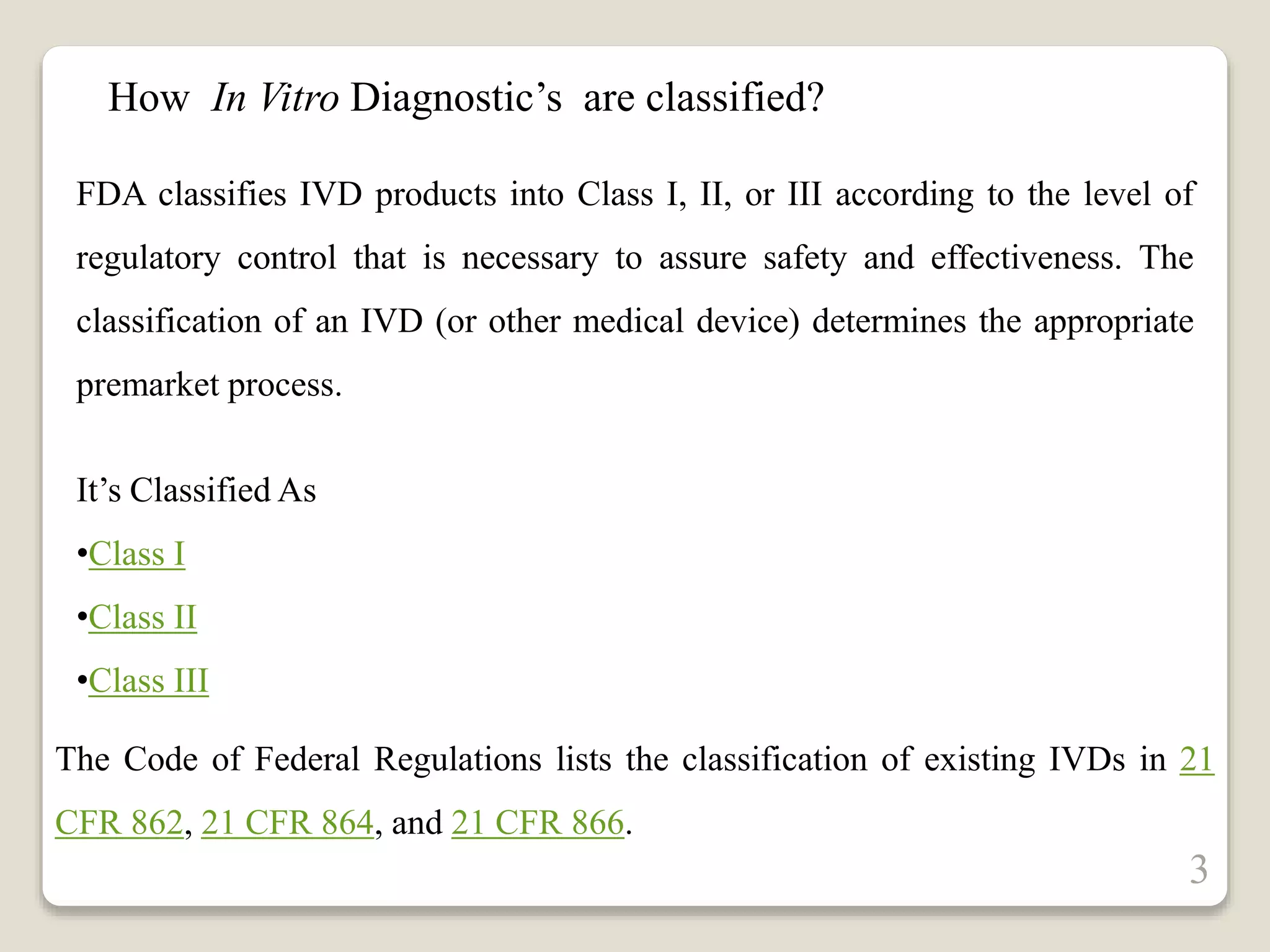 Regulatory approval process for invitro diagnostics in us | PPTX