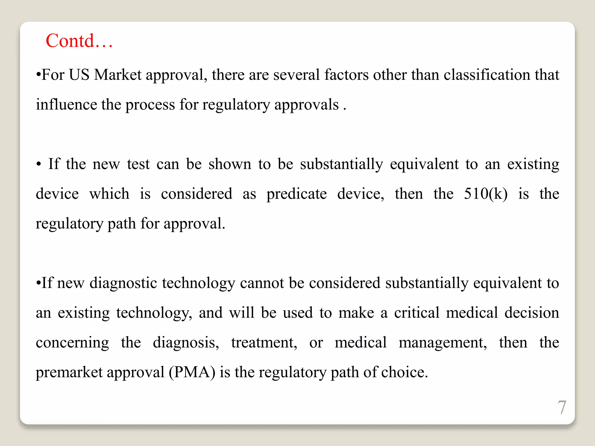 Regulatory approval process for invitro diagnostics in us | PPTX