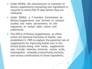 Regulatory aspect of herbal medicines | PPTX