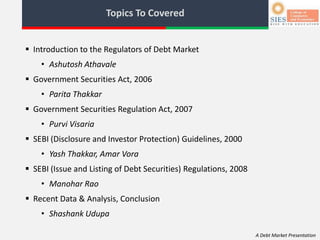 Regulatory Aspects Of Debt Market In India | PPTX
