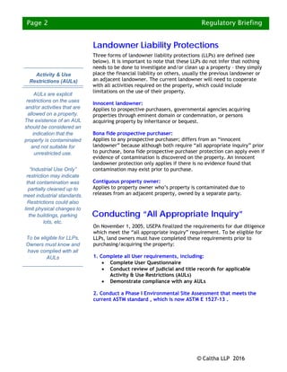 Landowner Liability Protections and All Appropriate Inquiry | PDF