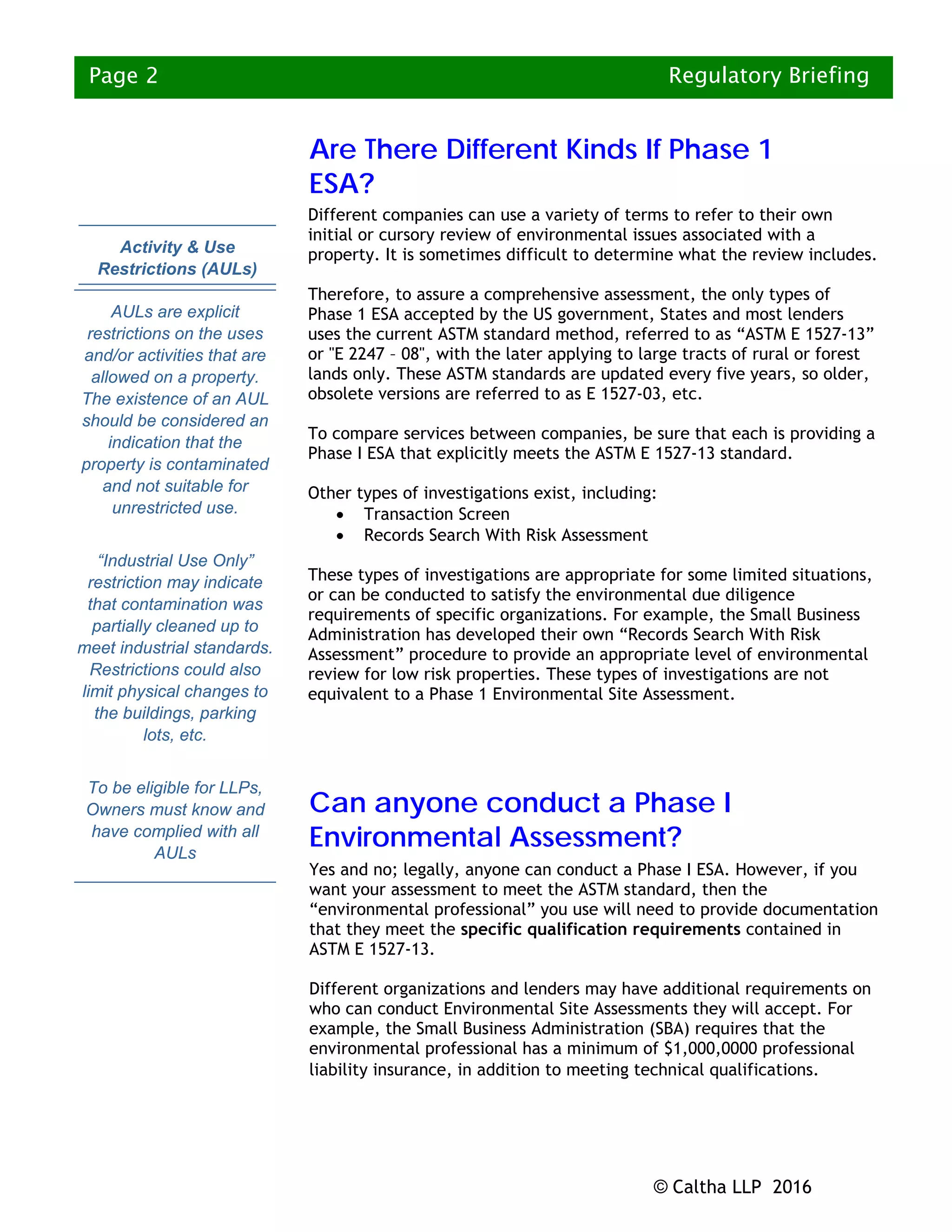 Phase 1 Environmental Site Assessment Buyer's Guide | PDF