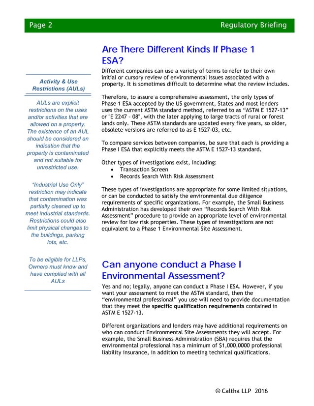 Phase 1 Environmental Site Assessment Buyer's Guide | PDF