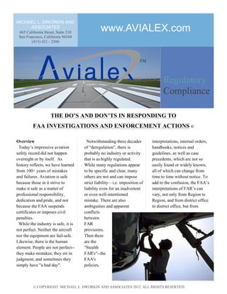 Regulatory Compliance: Dos and Don\'ts of Responding to FAA ...
