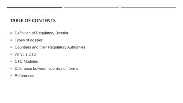 Regulatory dossier preparation and submission as per CTD format | PPTX ...