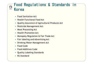 Regulatory Framework on Food Korea | PDF