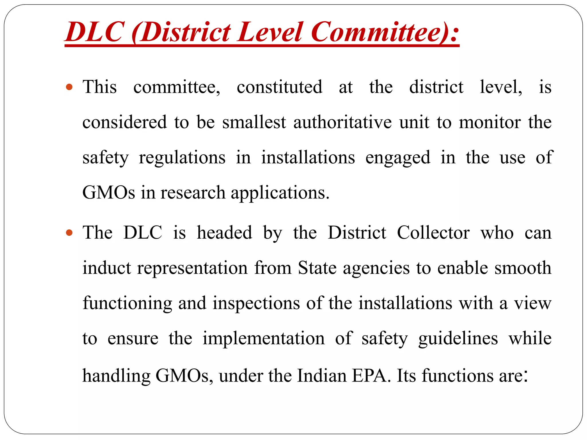 Regulatory frameworks for gmo,s in india | PPTX