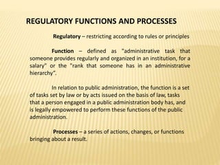 Regulatory Function and Processes | PPTX