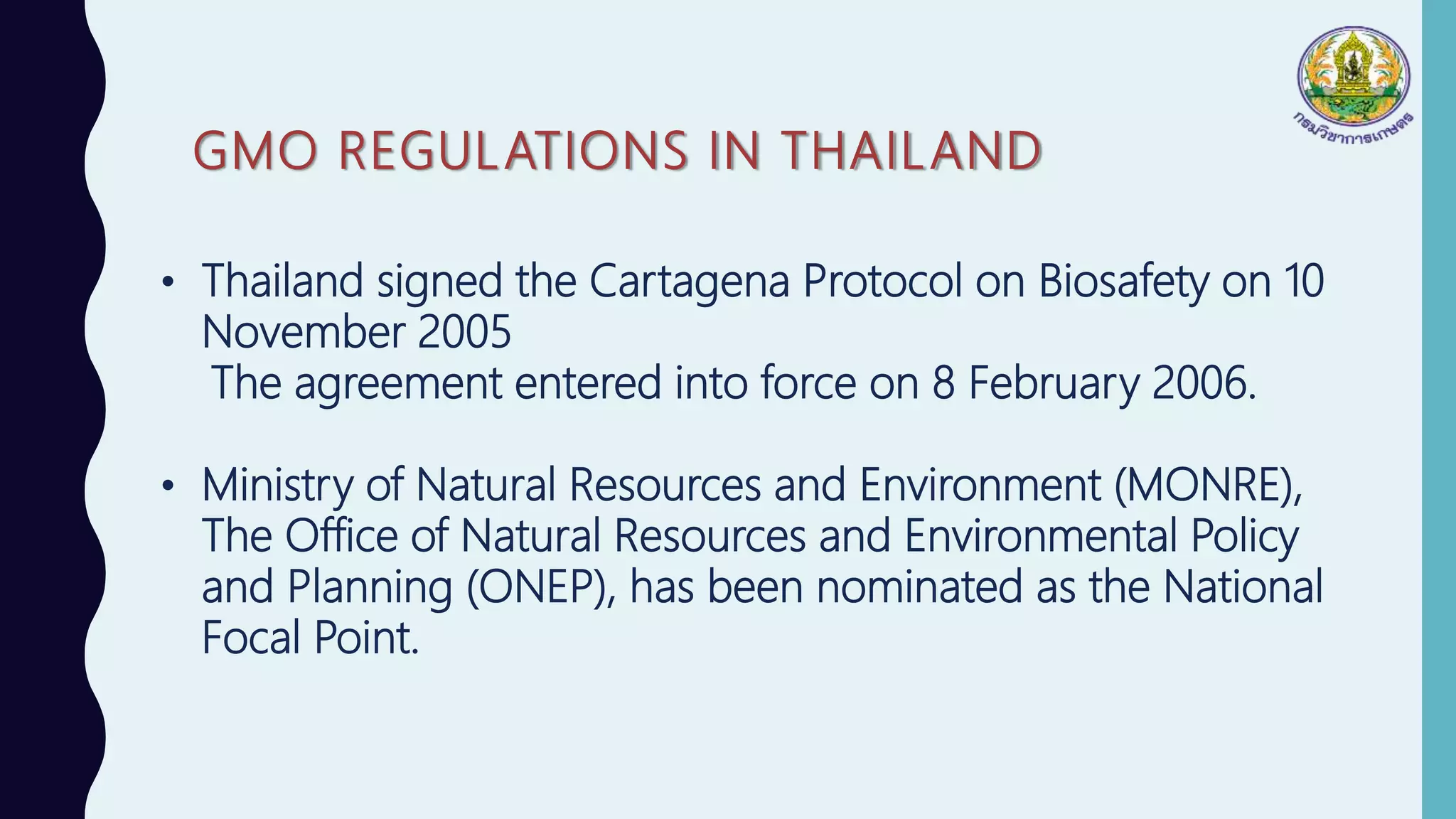 The Regulatory Status of Genome Editing Technology in Thailand | PPTX