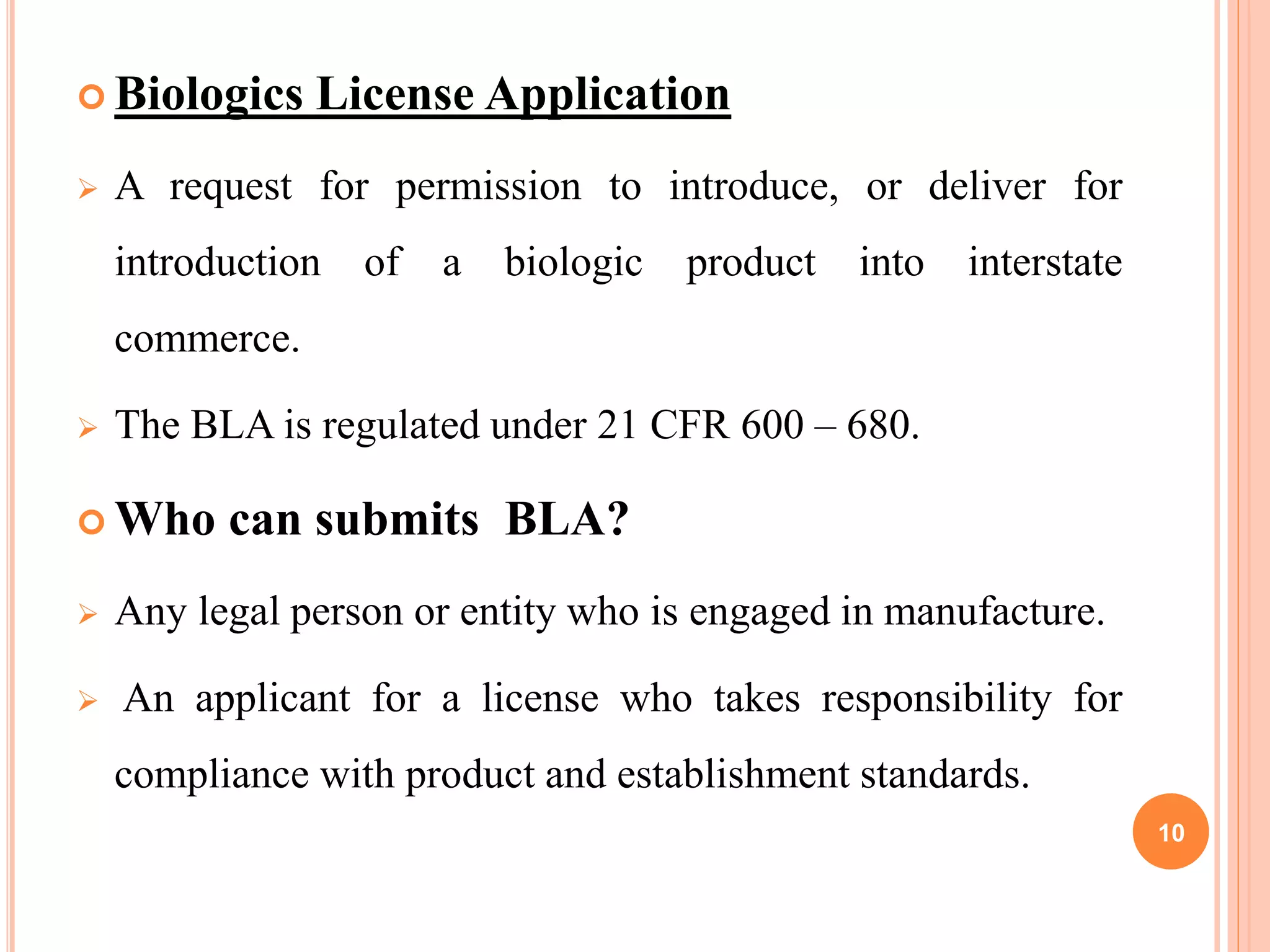 Regulatory guidance and guidelines for filing and approval for ...