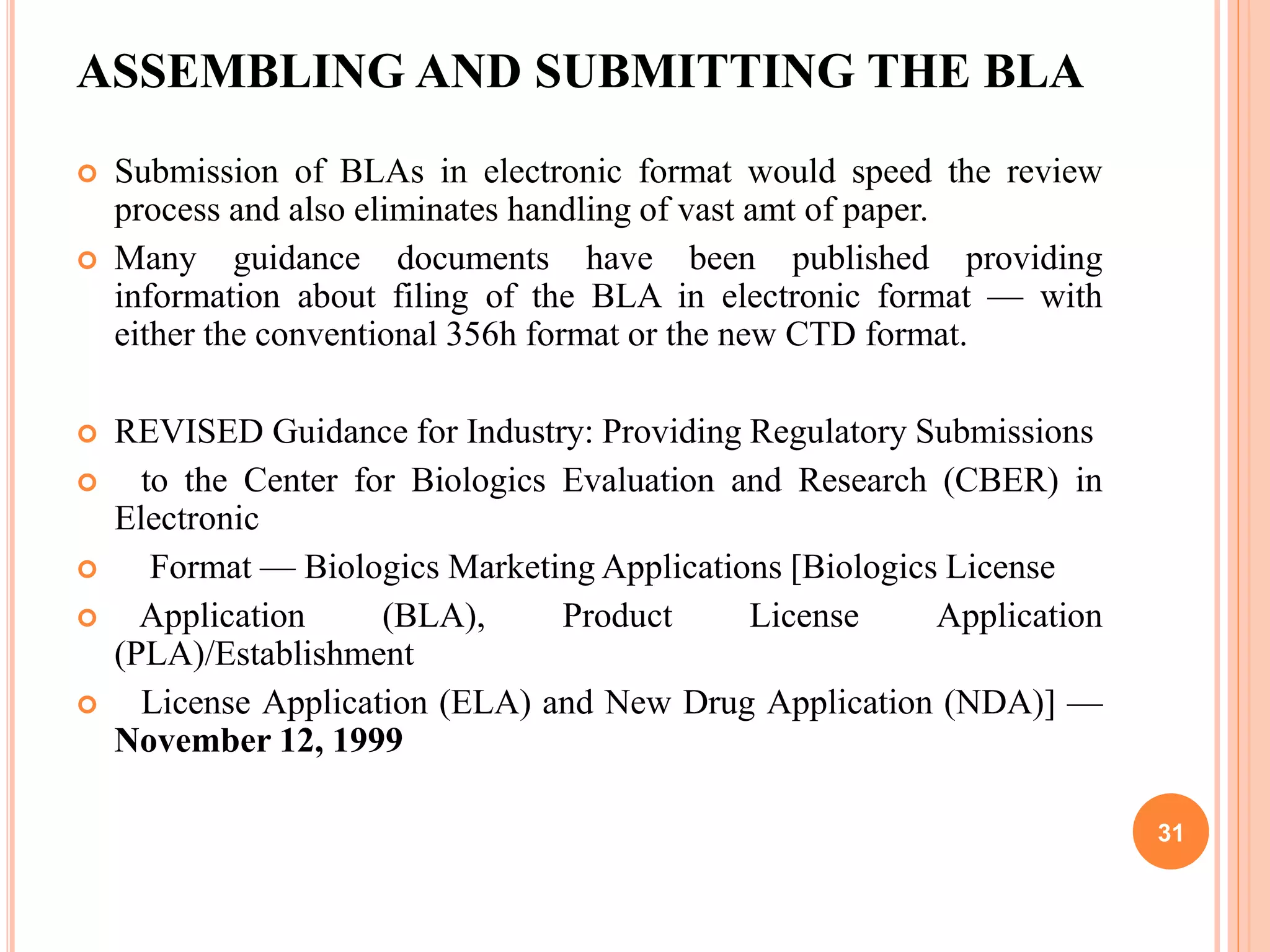 Regulatory guidance and guidelines for filing and approval for ...