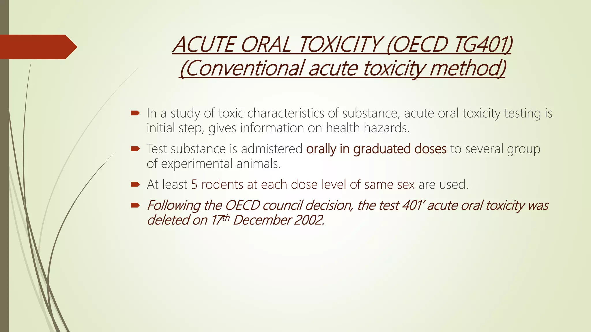 Regulatory guidelines for conducting toxicity studies | PPTX