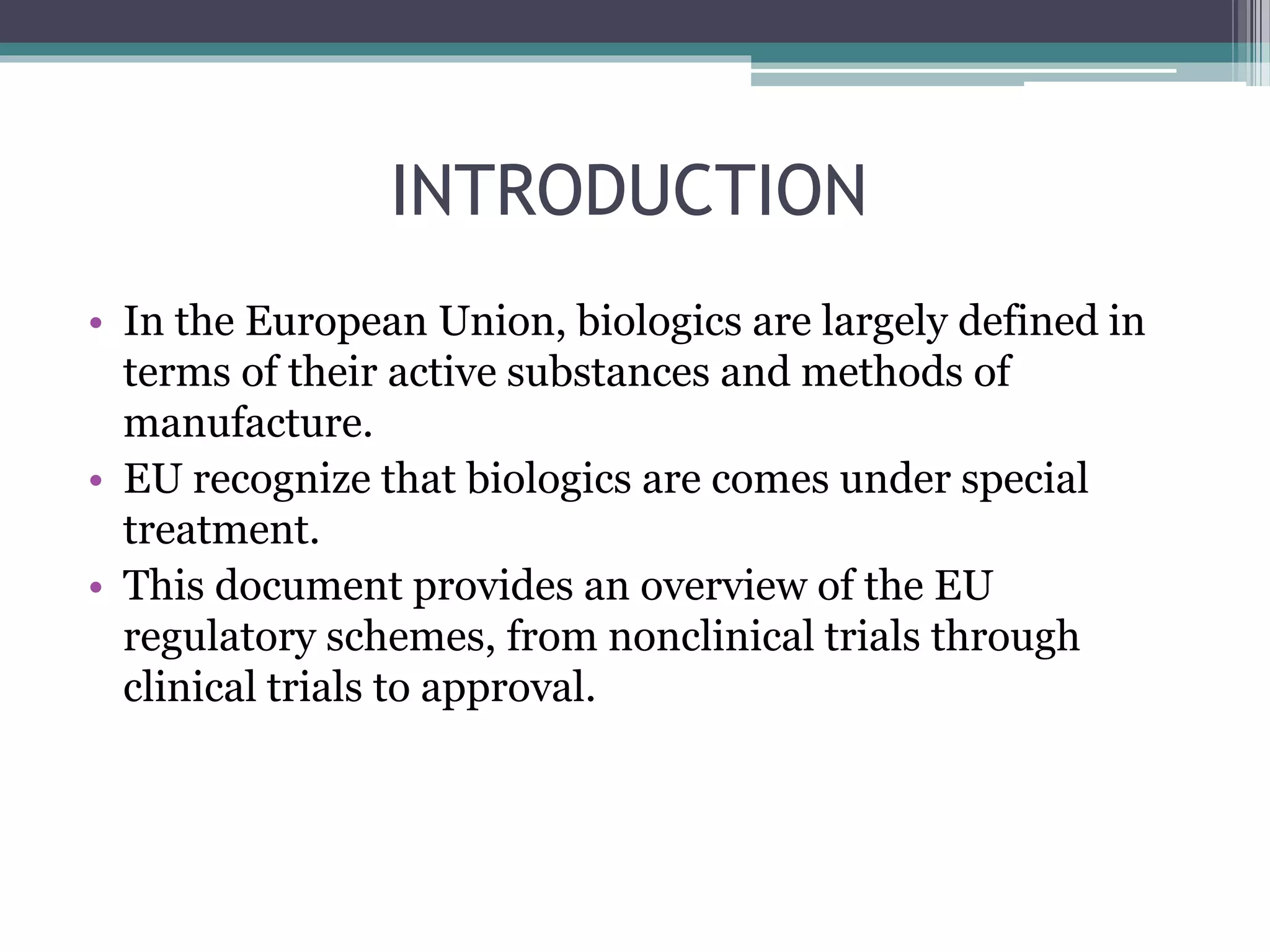 Regulatory guidelines for the development of biologics in | PPTX