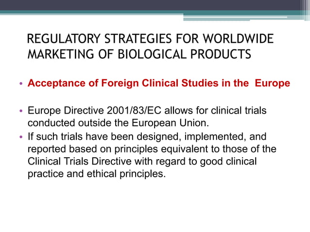 Regulatory guidelines for the development of biologics in | PPTX