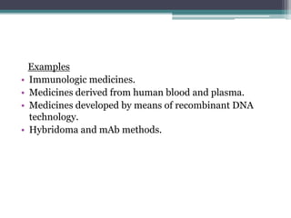 Regulatory guidelines for the development of biologics in | PPTX