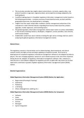 Regulatory information management system (rims) market