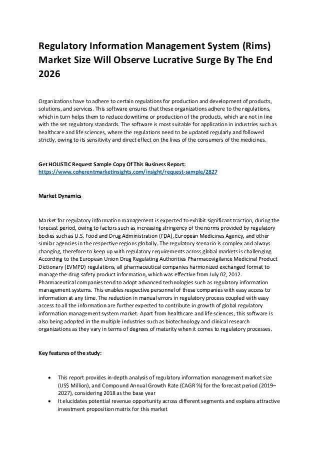 Regulatory information management system (rims) market
