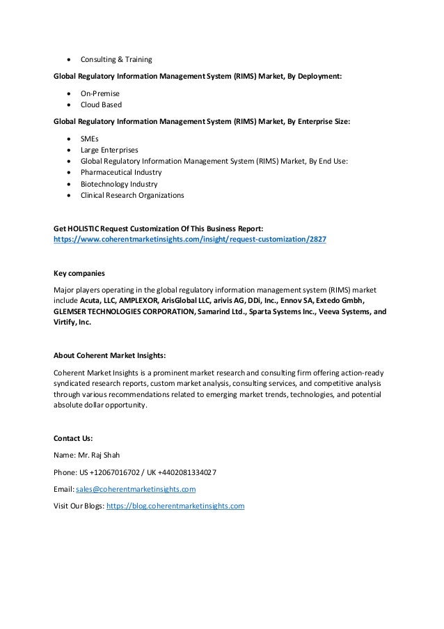 Regulatory information management system (rims) market
