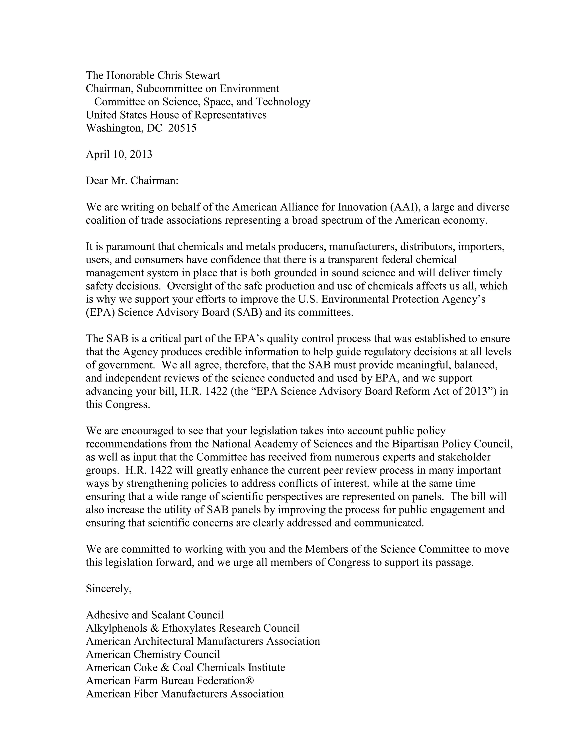 04/10: Coalition Letter on EPA “Sue and Settle” | PDF