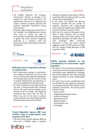 Regulatory newsletter june 2019 - Initio | PDF