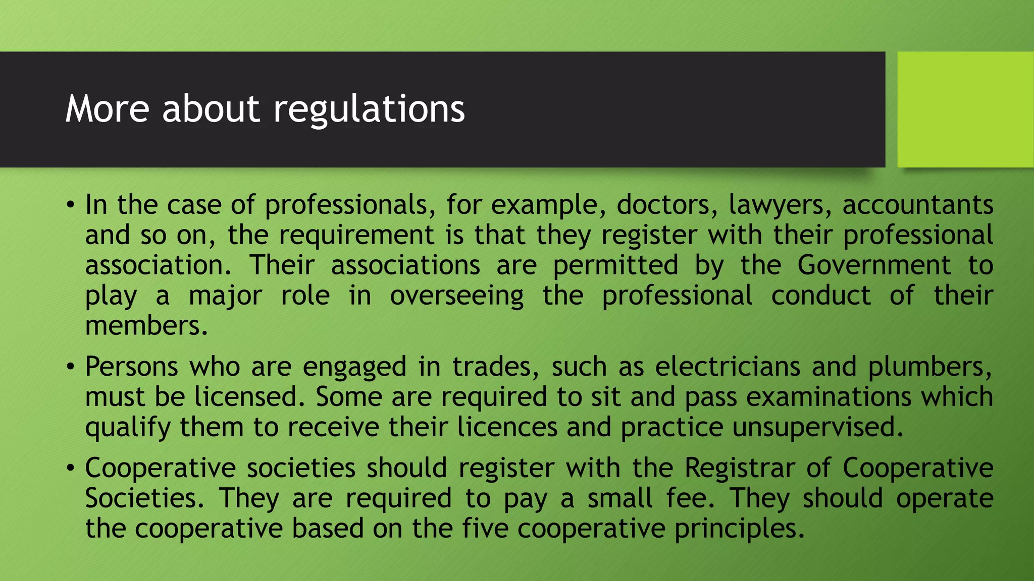 Regulatory practices for setting up a business | PPT