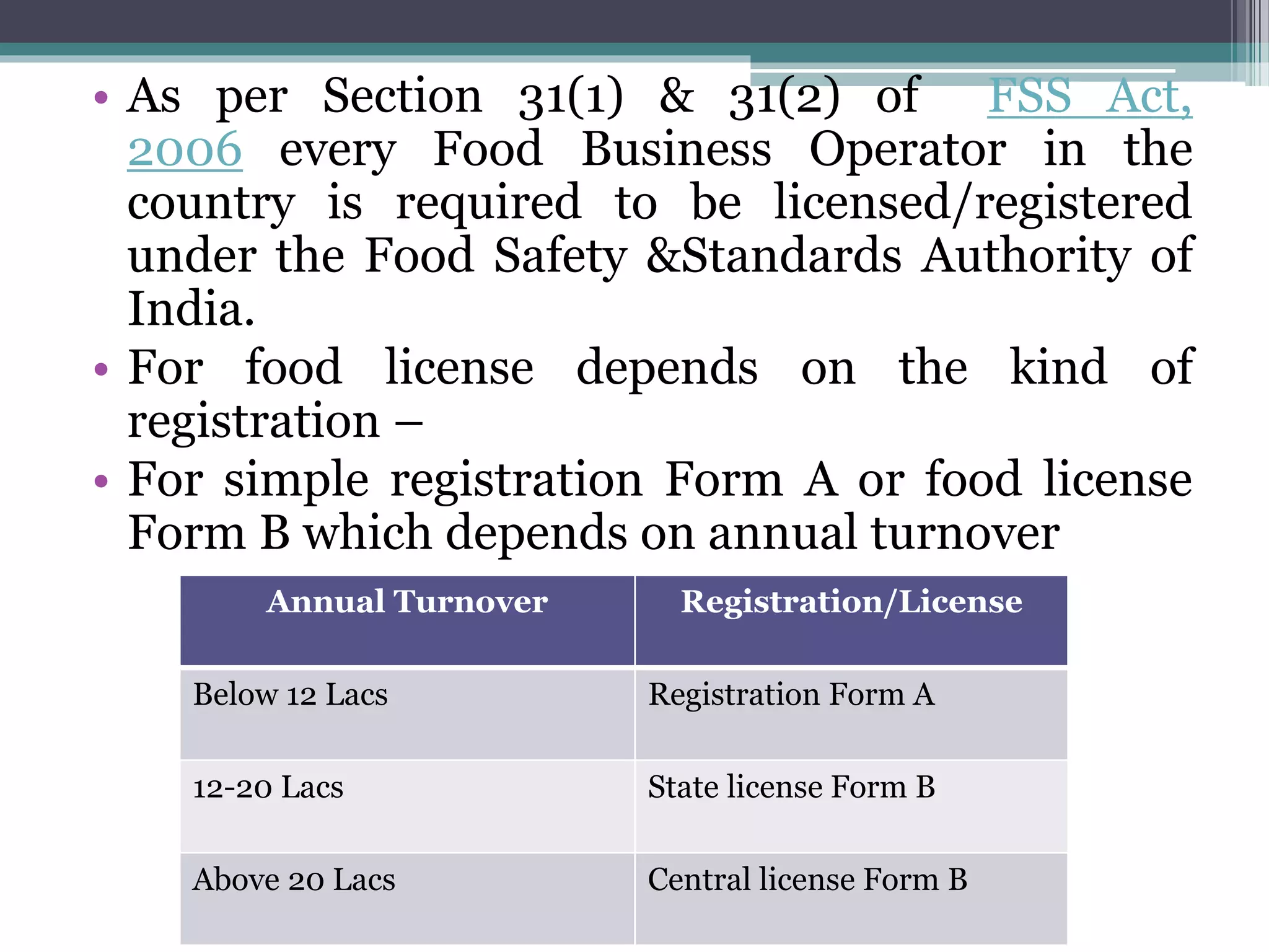 Regulatory requirement and approval procedure of food in india | PPTX