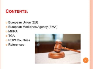 Regulatory requirement of EU, MHRA and TGA | PPTX