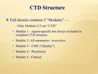 Regulatory requirement on dossier of medicinal products | PPTX
