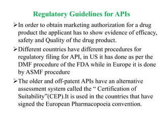 Regulatory Requirements for API, Biologics and Novel therapies | PPTX