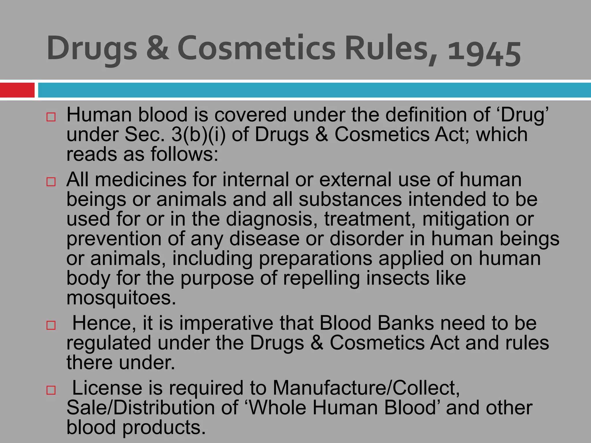 Regulatory requirements for blood banks in india | PPTX