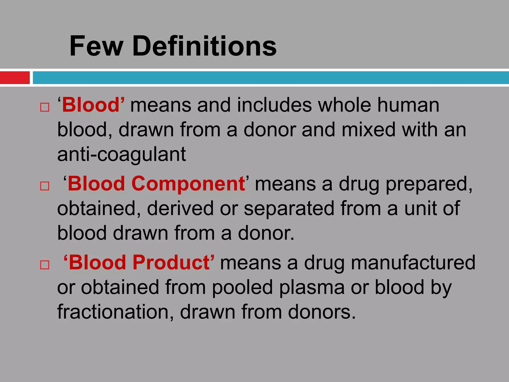 Regulatory requirements for blood banks in india | PPTX