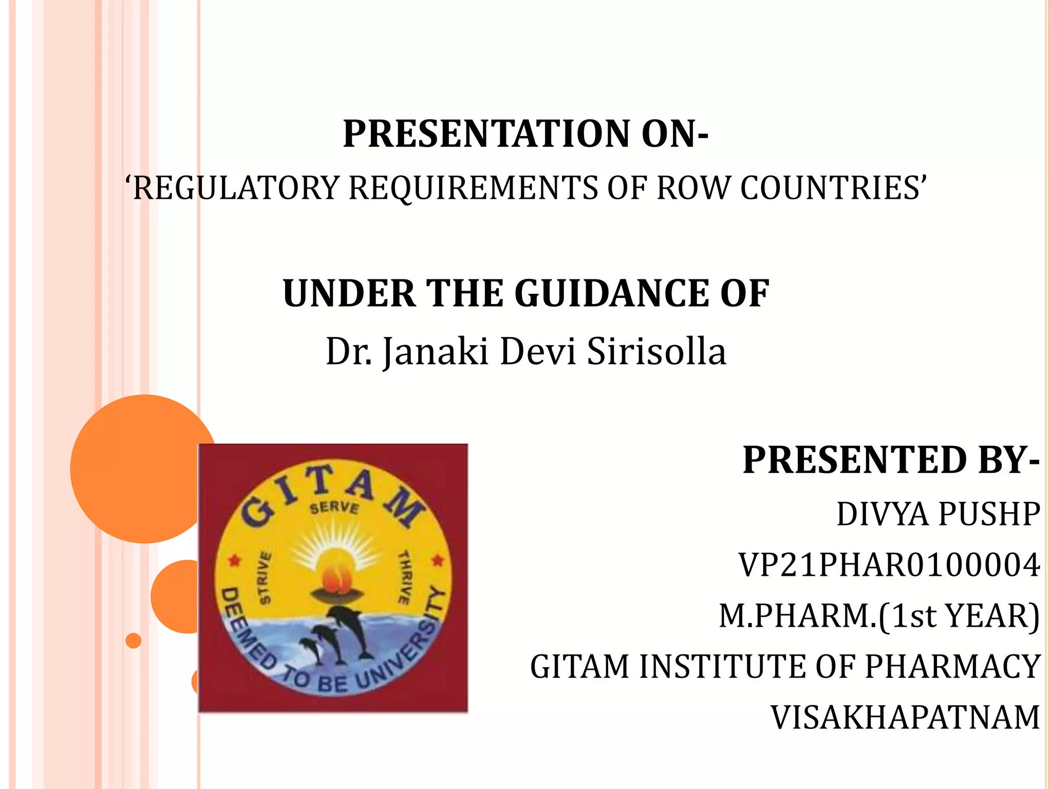 Regulatory requirements of row countries | PPTX