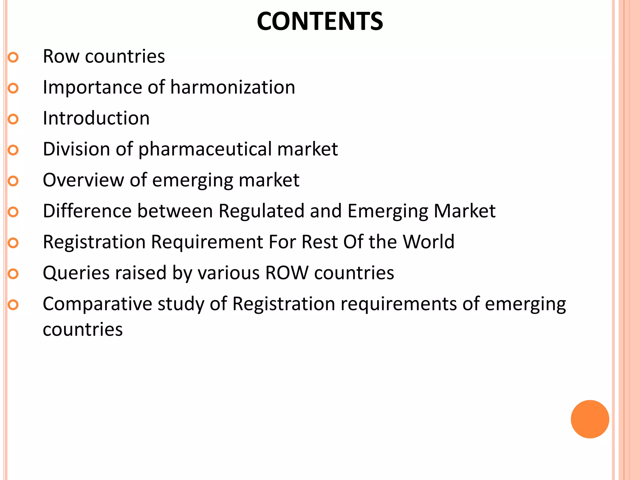 Regulatory requirements of row countries | PPTX
