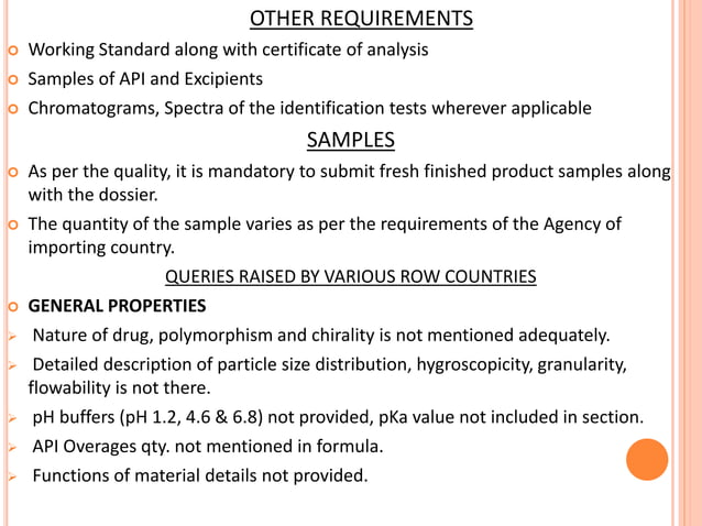 Regulatory requirements of row countries | PPTX
