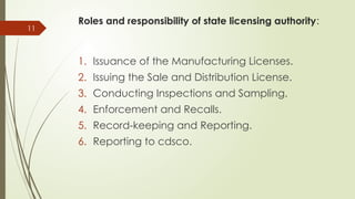Regulatory role of CDSCO and State licensing authority.pptx