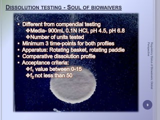 Regulatory status of biowaivers | PPT