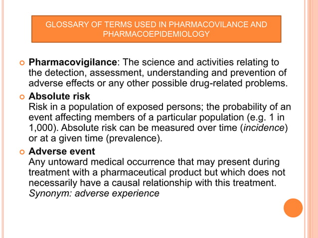 Regulatory terminologies used in PV (Pharmacovigilance) | PPTX ...