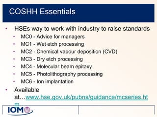 Health and safety regulatory trends in the UK semiconductor industry | PPTX