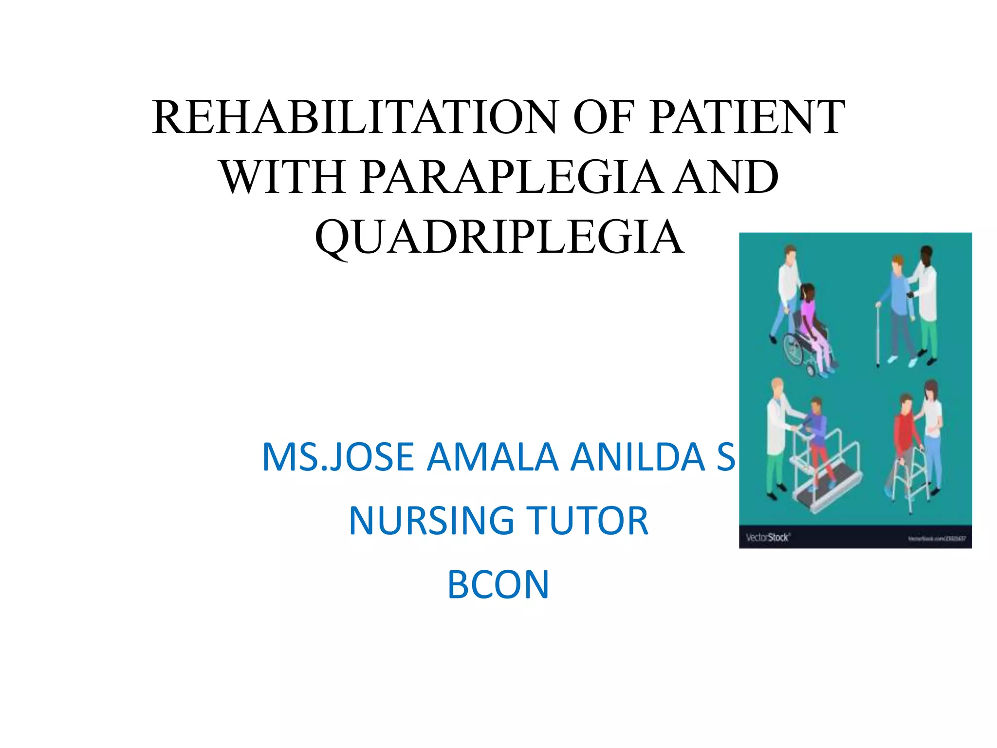 Rehabilitation for paraplegia and quadriplegia | PPTX