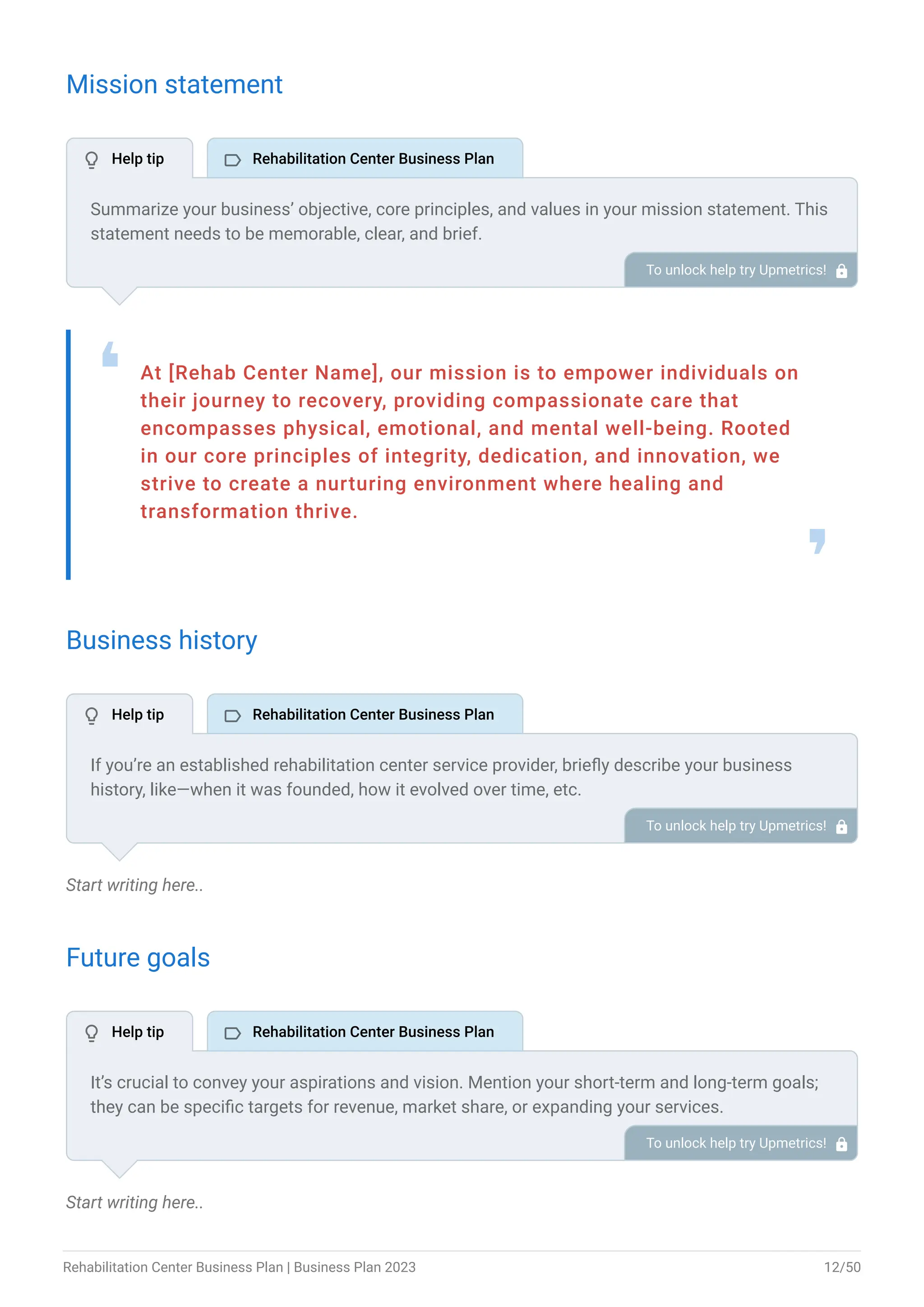 Rehabilitation Center Business Plan Example | PDF