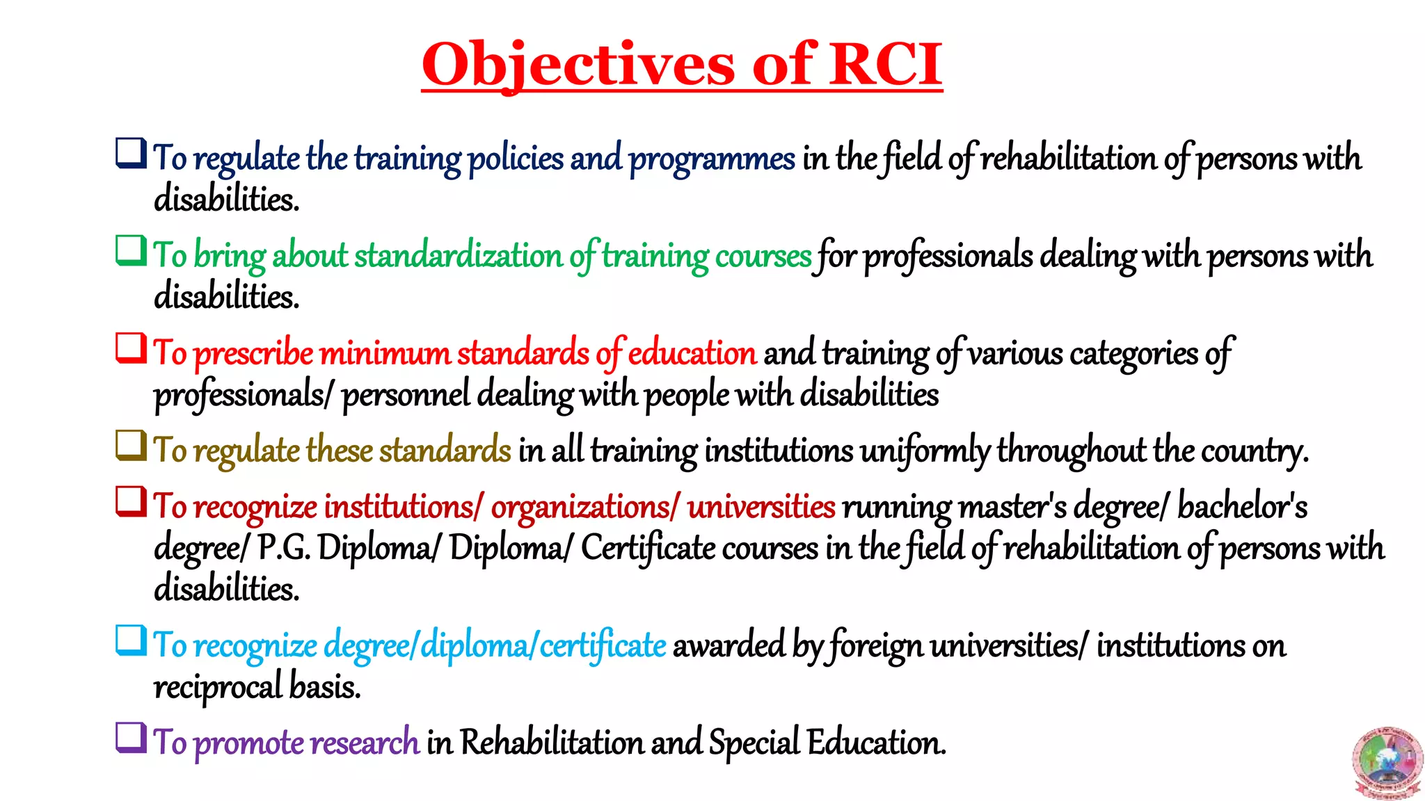 Rehabilitation council of India act,1992 | PPTX